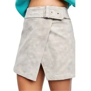 Free People | Skirts | Nwt Free People Ari Faux Suede Belted Wrap Mini ...